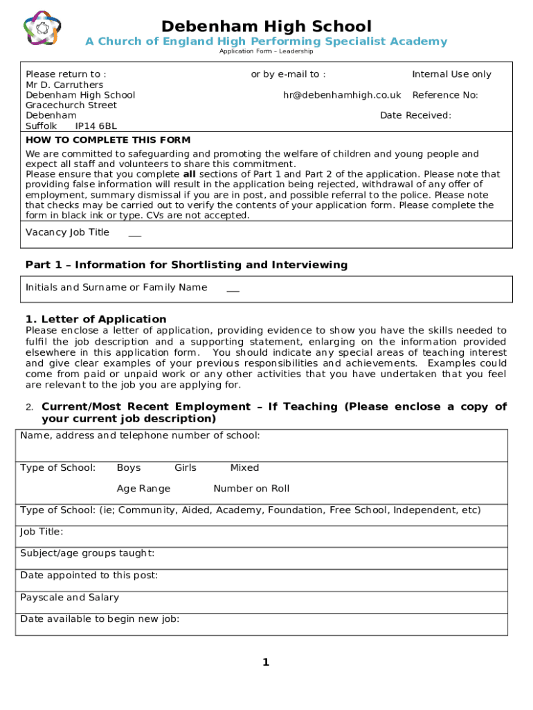 Debenham High School - Email at Doc Template | pdfFiller