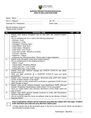 Self health declaration form - gasttopia
