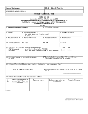 Fillable Online Customer ID: 'FORM NO. 15G' See section 197A(1 ...
