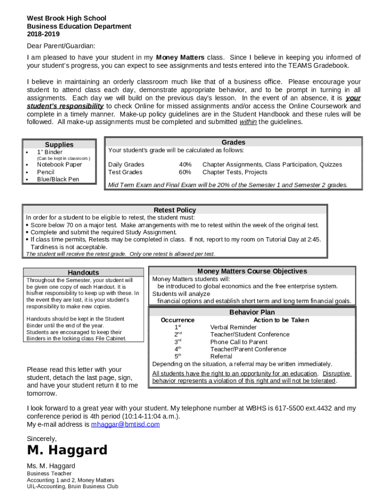 Money matters becomes class subject at lastSchools Doc Template | pdfFiller