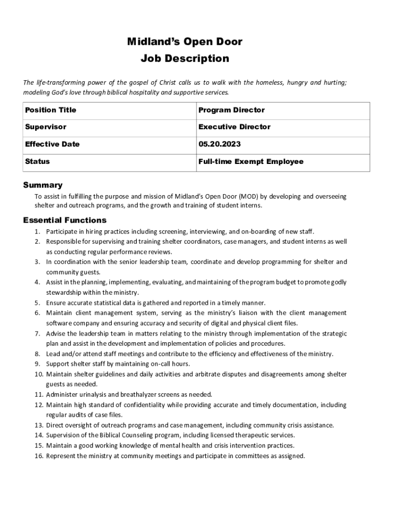 Fillable Online Midland Open Door Fax Email Print - pdfFiller