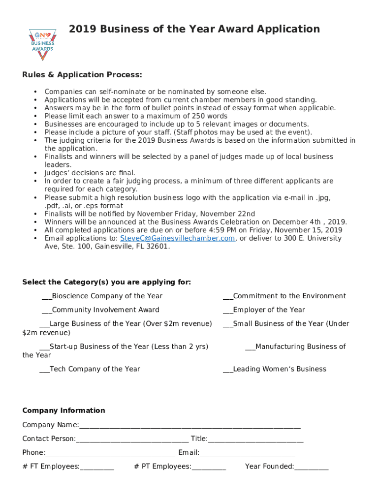 Rules for Entry - Business Culture Awards Doc Template | pdfFiller
