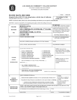 Vendor Data Record ( 204) - Accounting Services Doc Template | pdfFiller