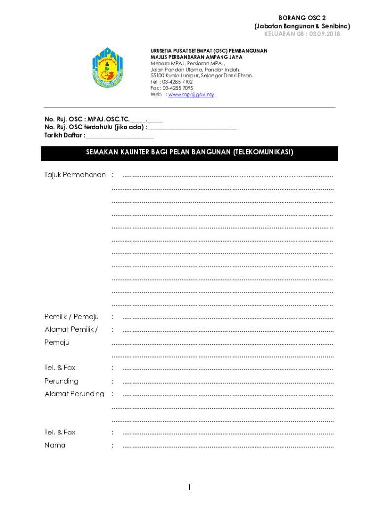 Fillable Online BORANG-BORANG ONLINE UNIT PUSAT SETEMPAT(OSC) Fax Email Print - pdfFiller