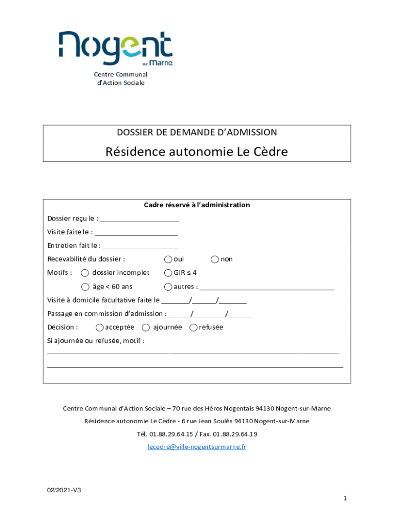 Remplissable En Ligne Dossier administratif de demande de logement pour un ... Fax Email ...