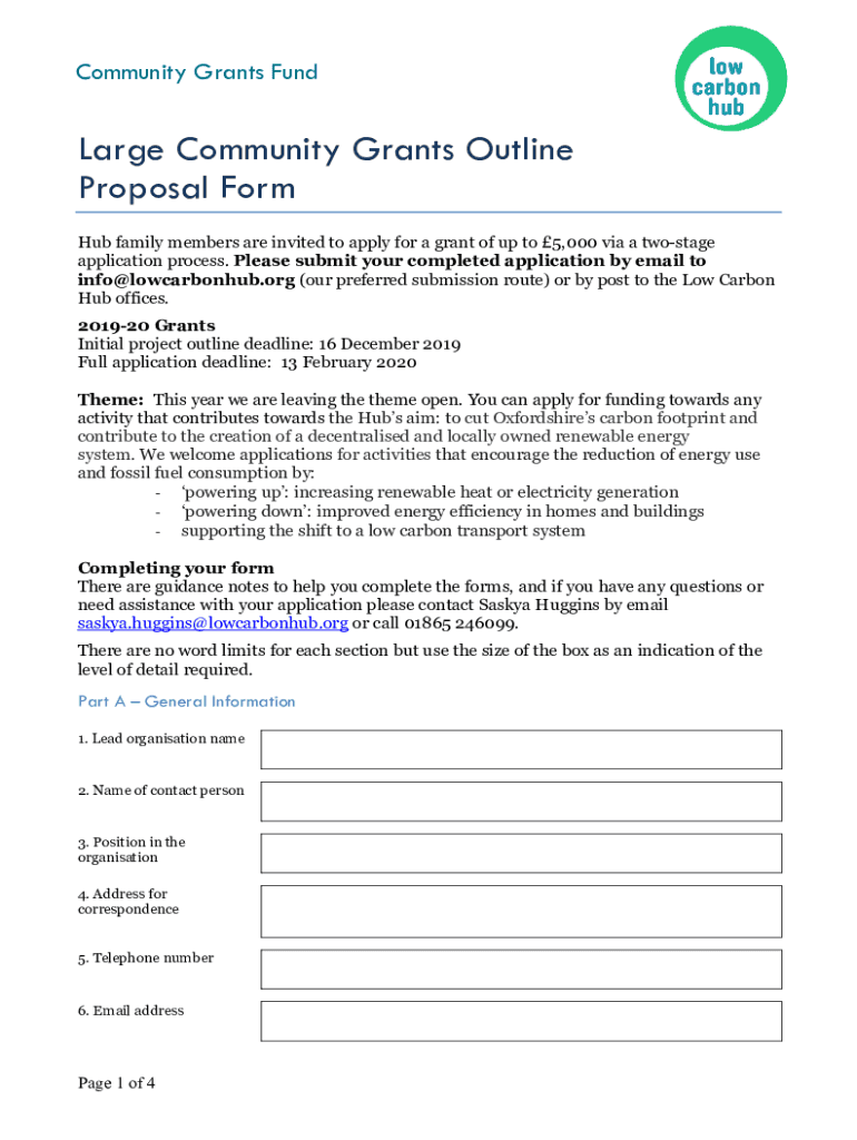 Fillable Online Large Community Grants Outline Proposal Form Fax Email ...