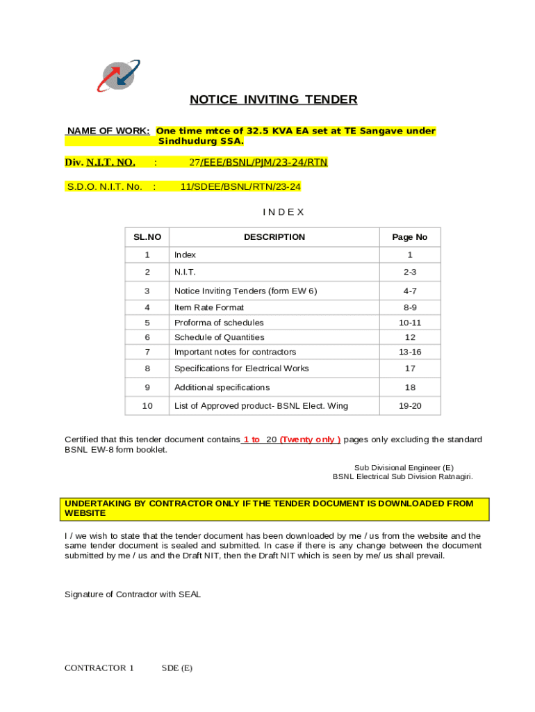 APPROVED DRAFT NIT - MAHARASHTRA INTRANET PORTAL Doc Template | pdfFiller