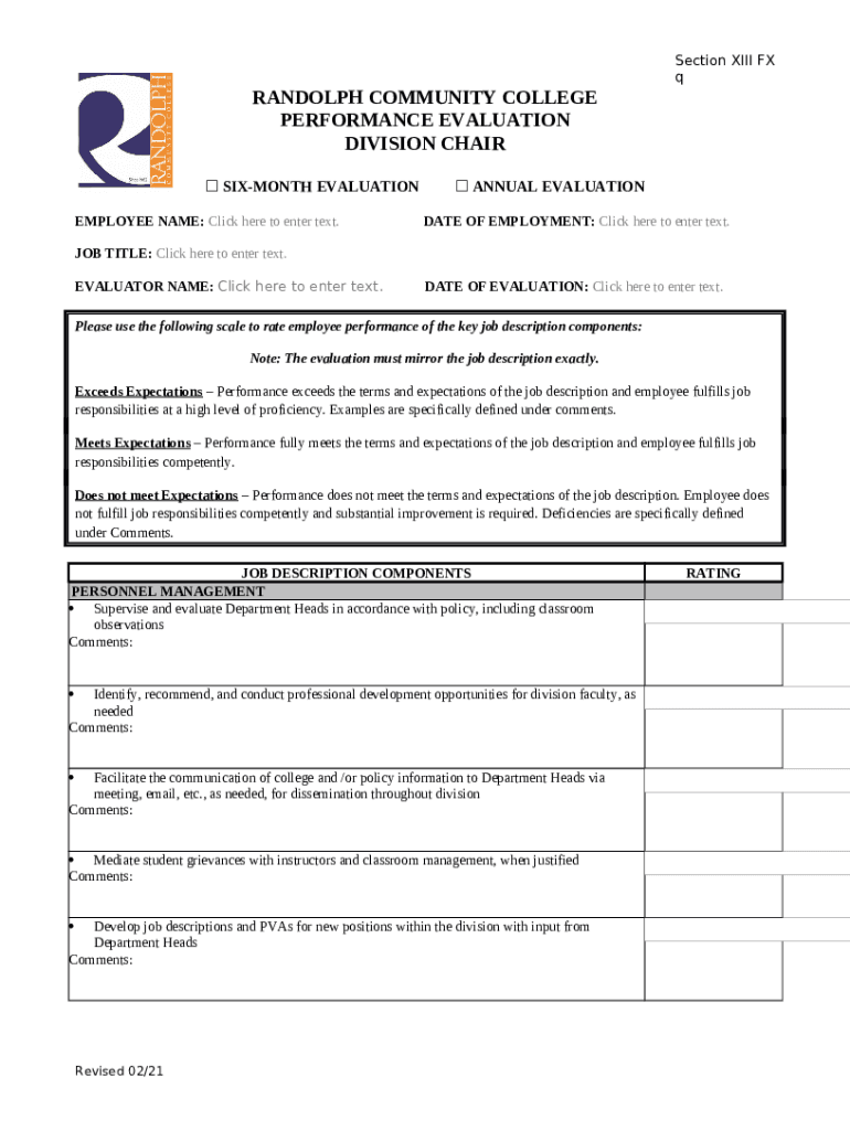 Perance EvaluationDepartment Head Doc Template | pdfFiller