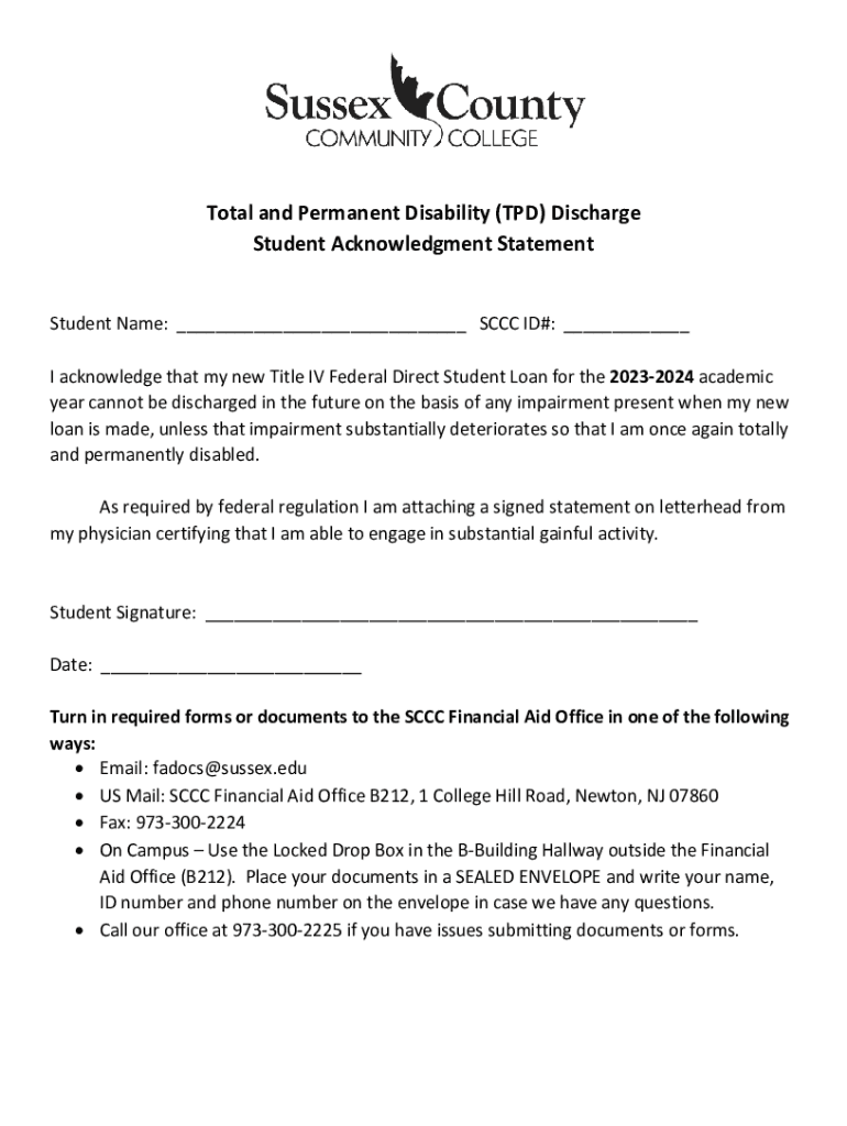 Fillable Online Student Acknowledgment Statement Fax Email Print ...