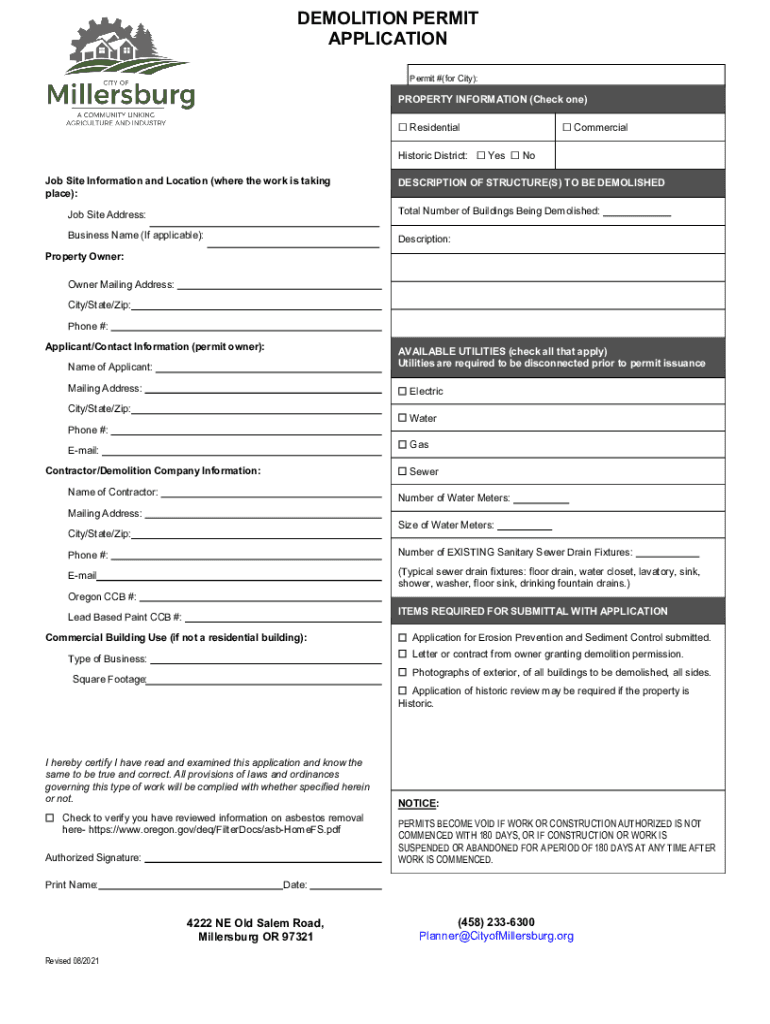 Fillable Online Demolition Permitdob - DC Department of Buildings Fax ...