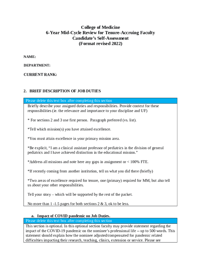 College of Medicine 6-Year Mid-Cycle Review for Tenure- ... Doc ...