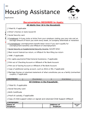 Housing Assistance. Application Doc Template | pdfFiller