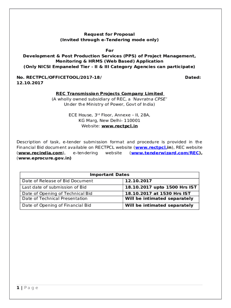 Request for Proposal (Invited through e-Tendering mode ... Doc Template | pdfFiller