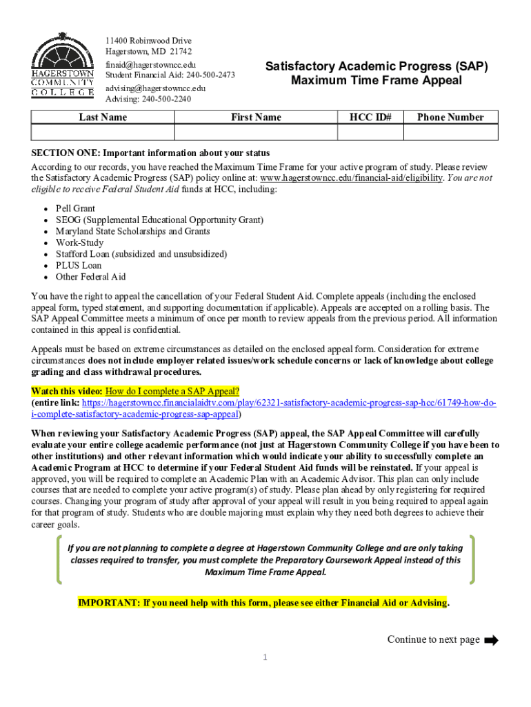 Fillable Online Satisfactory Academic Progress (SAP) Maximum Time ... Fax Email Print - pdfFiller
