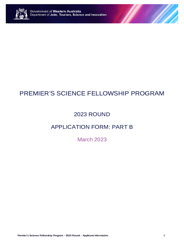 2023 Round - Premier's Science Fellowship Program - Delivery - Approval ...
