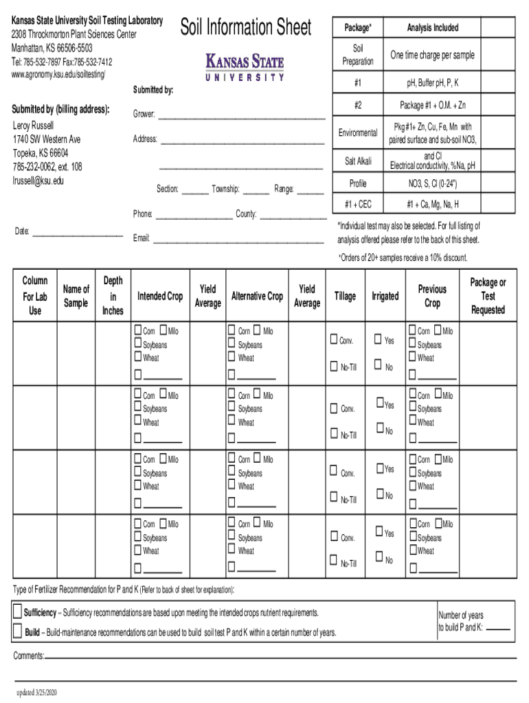 Fillable Online Soil Information Sheet - Brown County Fax Email Print ...