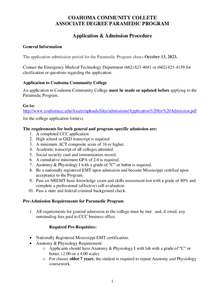 Fillable Online Paramedic Program Fax Email Print - pdfFiller
