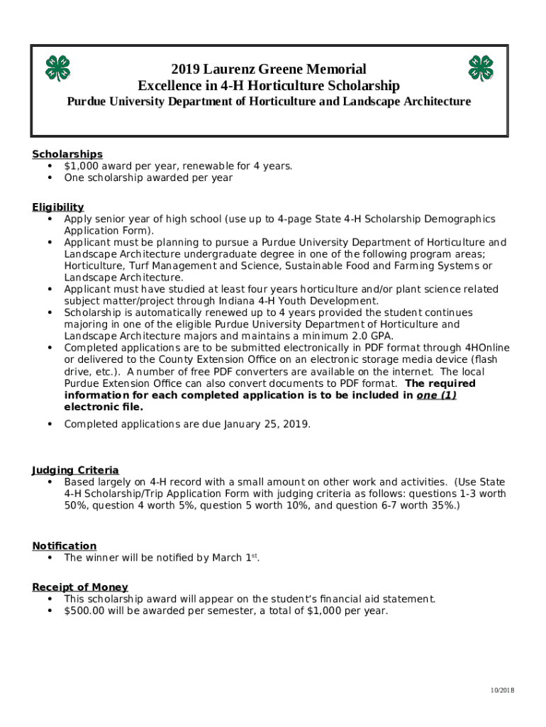 4-H Trips and ScholarshipsPurdue Extension - extension purdue Doc Template | pdfFiller