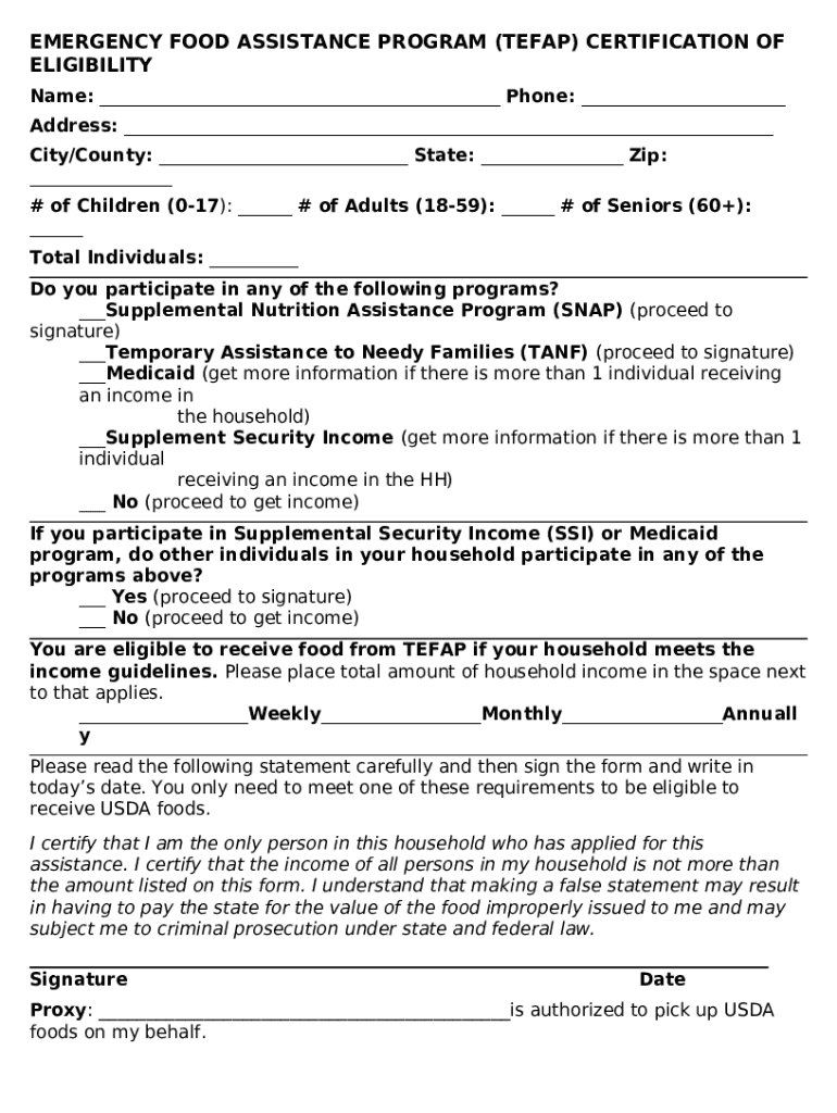 Household Application for USDA Foods and Pantry Intake ... Doc Template ...