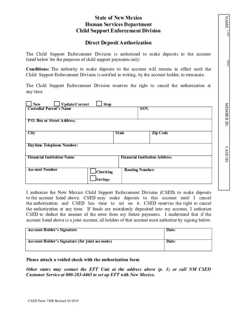 Fillable Online Child Support Direct Deposit authorization Agreement fillable-online-child-support-direct-deposit-authorization-agreement