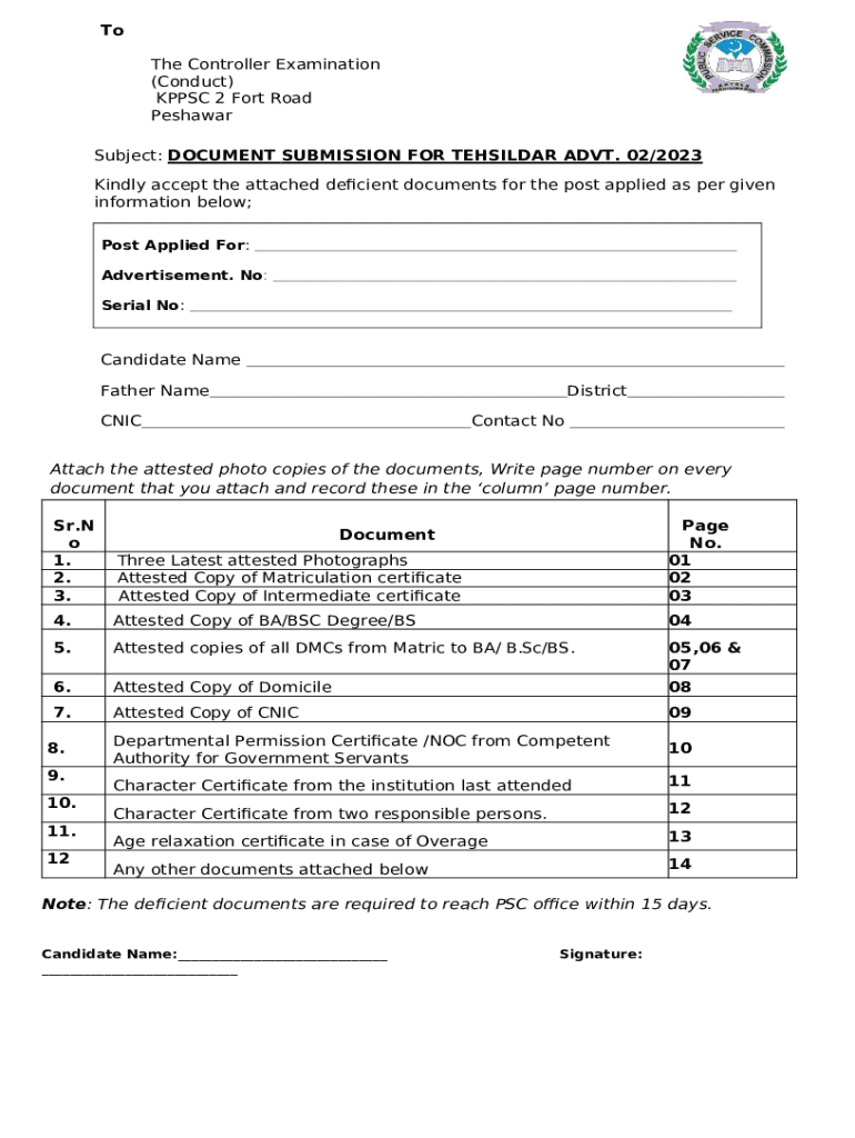 Subject: DEFICIENT DOCUMENT SUBMISSION Doc Template | pdfFiller