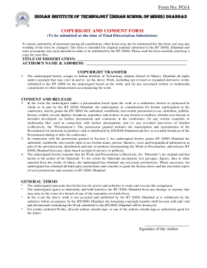 Fillable Online PG14 COPYRIGHT AND CONSENT FORM Fax Email Print - pdfFiller