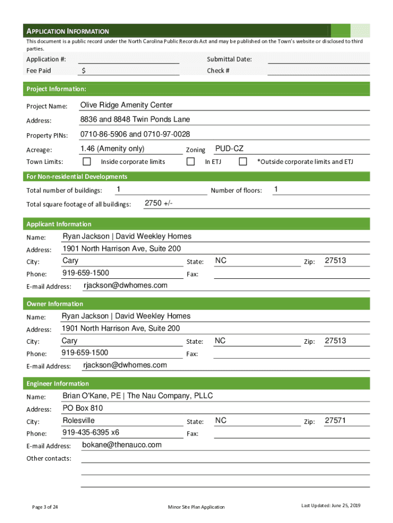 Fillable Online Olive Ridge Amenity Center 8836 and 8848 Twin Ponds ...