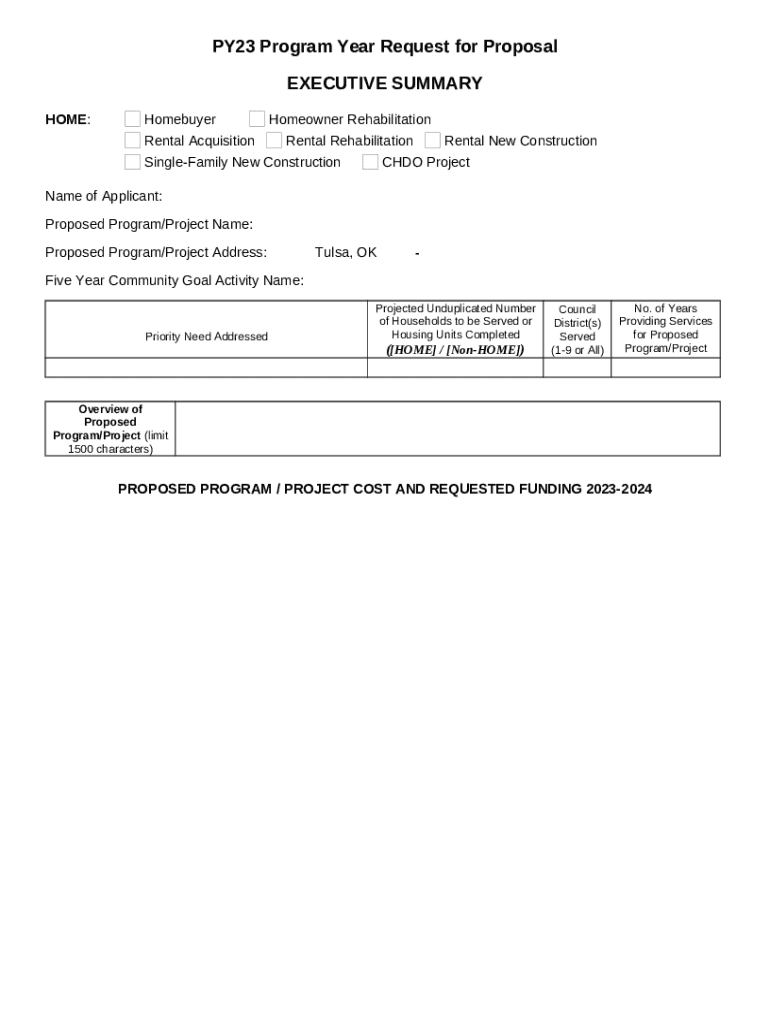 PY23 ED-PH-HS CDBG RFP Sections I-III Doc Template | pdfFiller