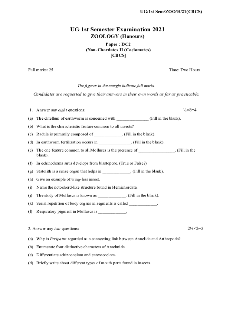 Fillable Online B.Sc. ZOOLOGY SYLLABUS UNDER CBCS 0 ... Fax Email Print - pdfFiller