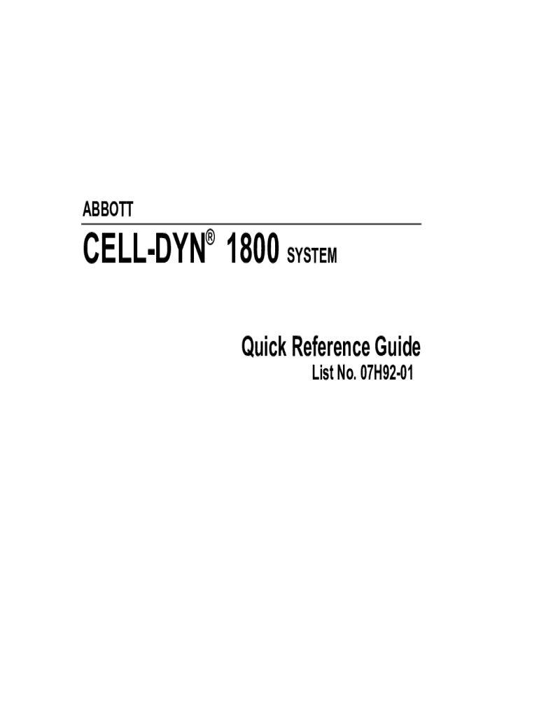 Fillable Online CELL-DYN Family Hematology Analyzers and Systems Fax Email Print - pdfFiller