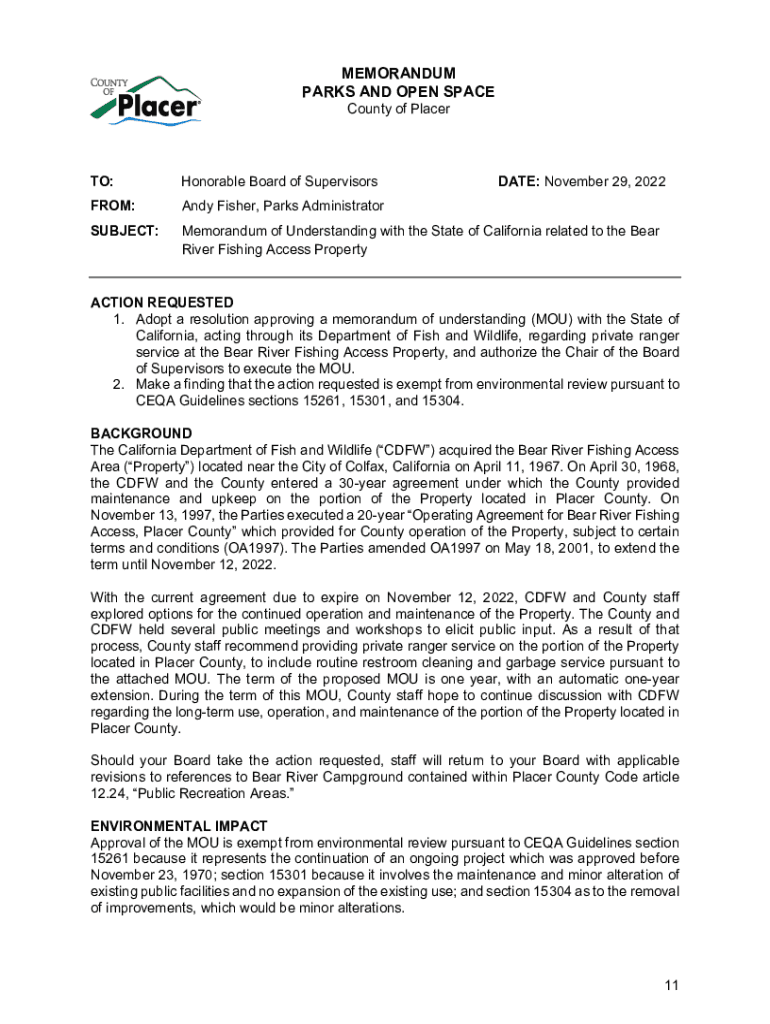 Fillable Online Memorandum of Understanding with the State of ...