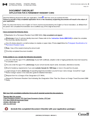 Fillable Online IMM 5644 E : Document checklist - Application for a ...