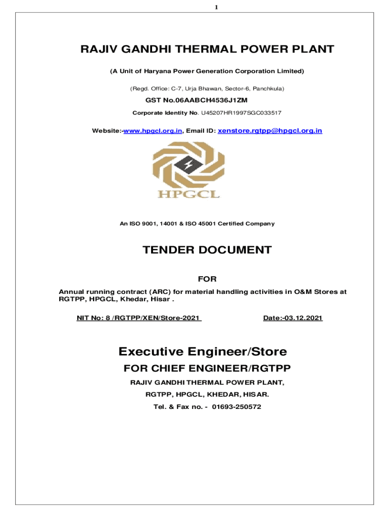 Fillable Online hpgcl org haryana power generation corporation limited ...