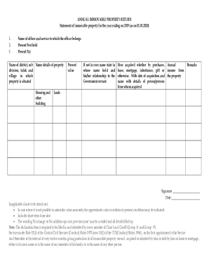 Fillable Online statement of immovable property return for the year ...