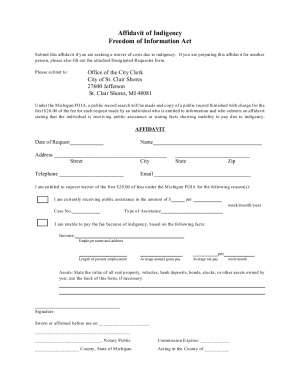Fillable Online Affidavit of Indigency Freedom of Information Act Fax ...
