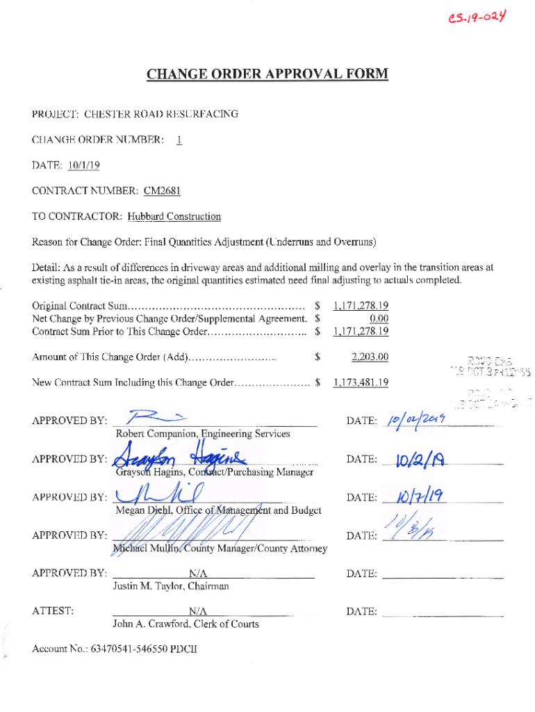 Fillable Online Free Construction Change Order Forms Fax Email Print ...