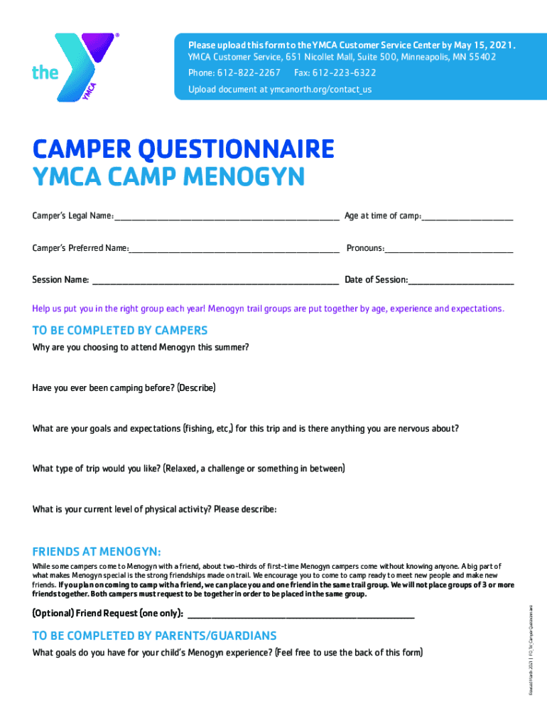 Fillable Online YMCA OFFICE - 651 Nicollet Mall Suit 500, Minneapolis ...