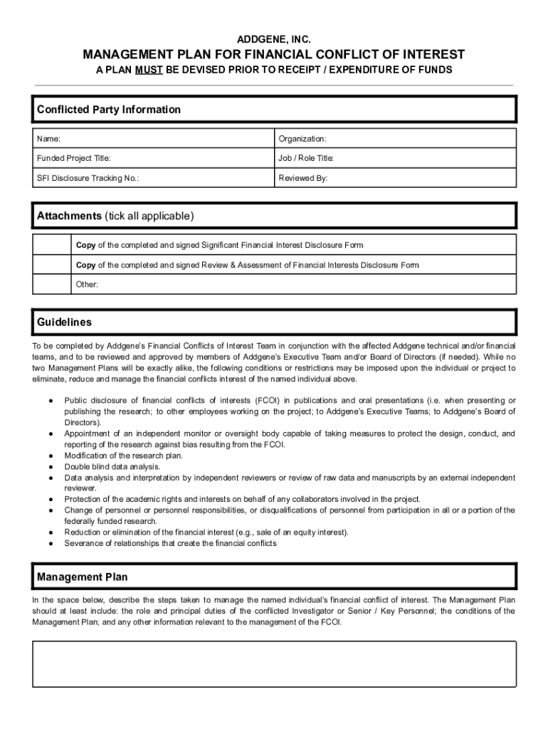 Fillable Online FORM: Public Financial Conflict of Interest (FCOI ...