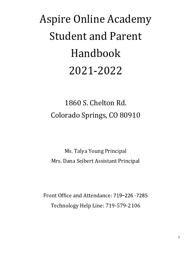 Fillable Online Aspire Online Academy Student and Parent Handbook 2021 ...