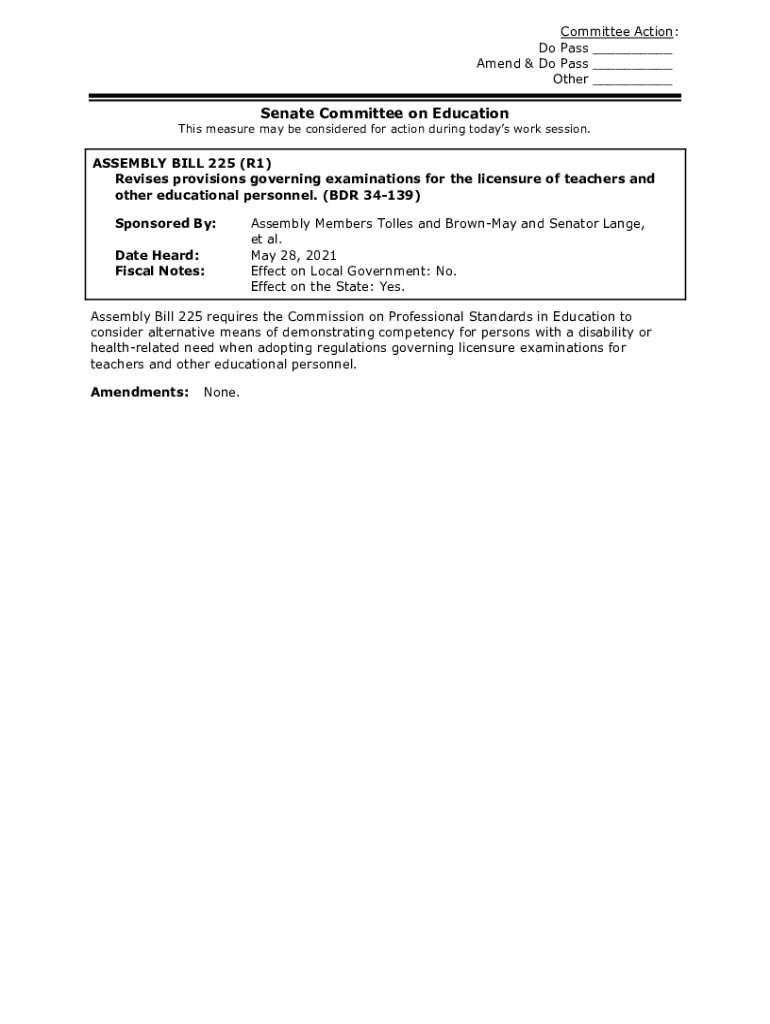 Fillable Online Bill Page for AB 225 Fax Email Print - pdfFiller