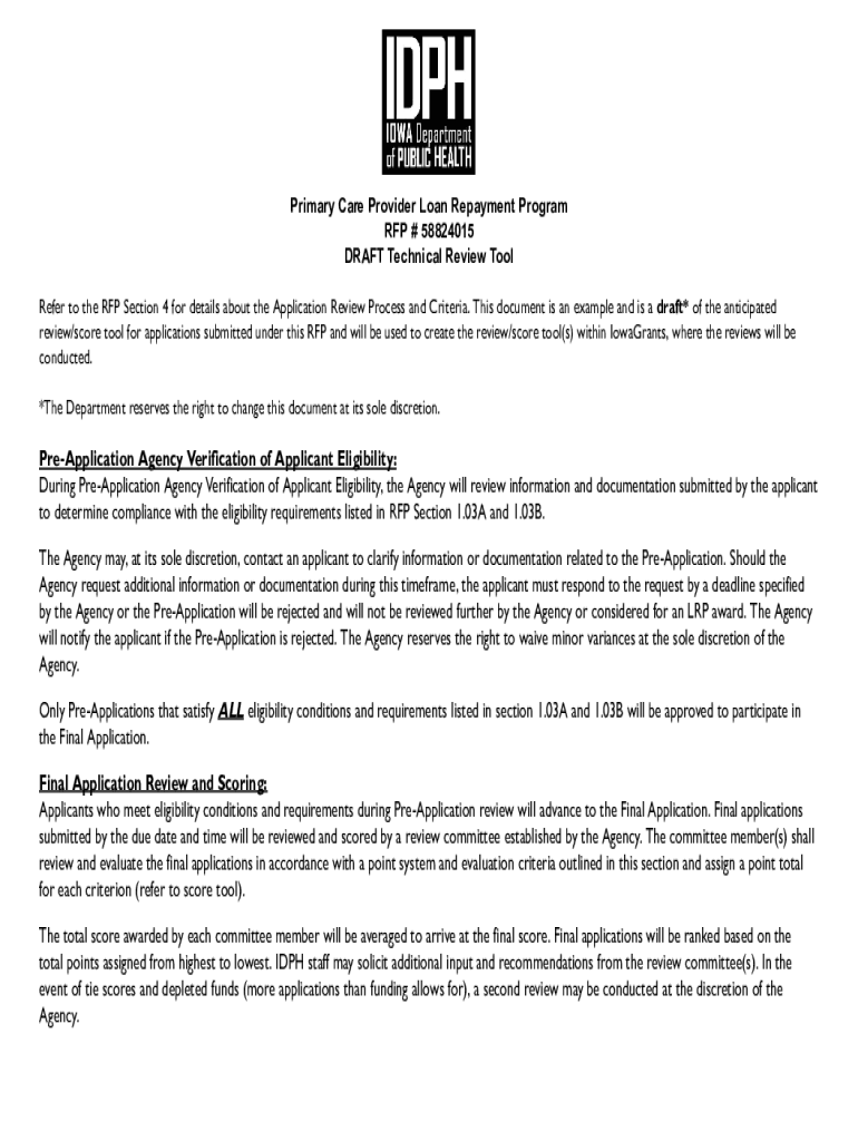 Fillable Online E-FY24 Primary Care Provider LRP Pre App Review Tool Draft Fax Email Print ...