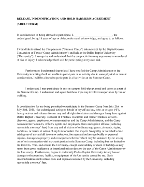 Fillable Online Hold Harmless Agreement and Release form.xps Fax Email Print - pdfFiller