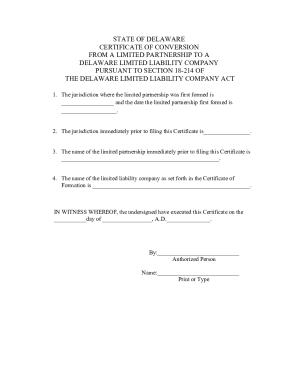 Fillable Online Certificate Of Conversion From Limited Partnership To ...