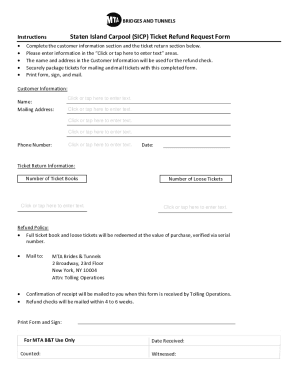 Fillable Online Staten Island Carpool (SICP) Ticket Refund Request Form ...