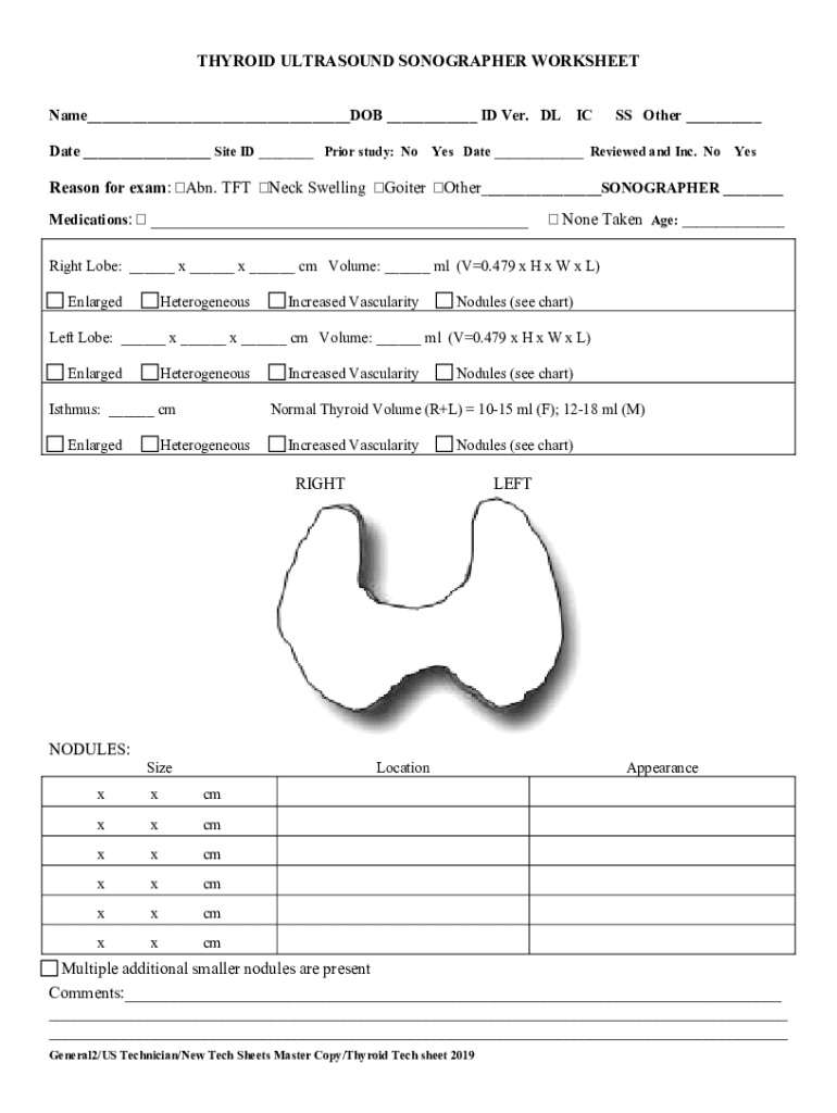 Fillable Online thyroid ultrasound sonographer worksheet - Rapid Diagnostics Fax Email Print ...
