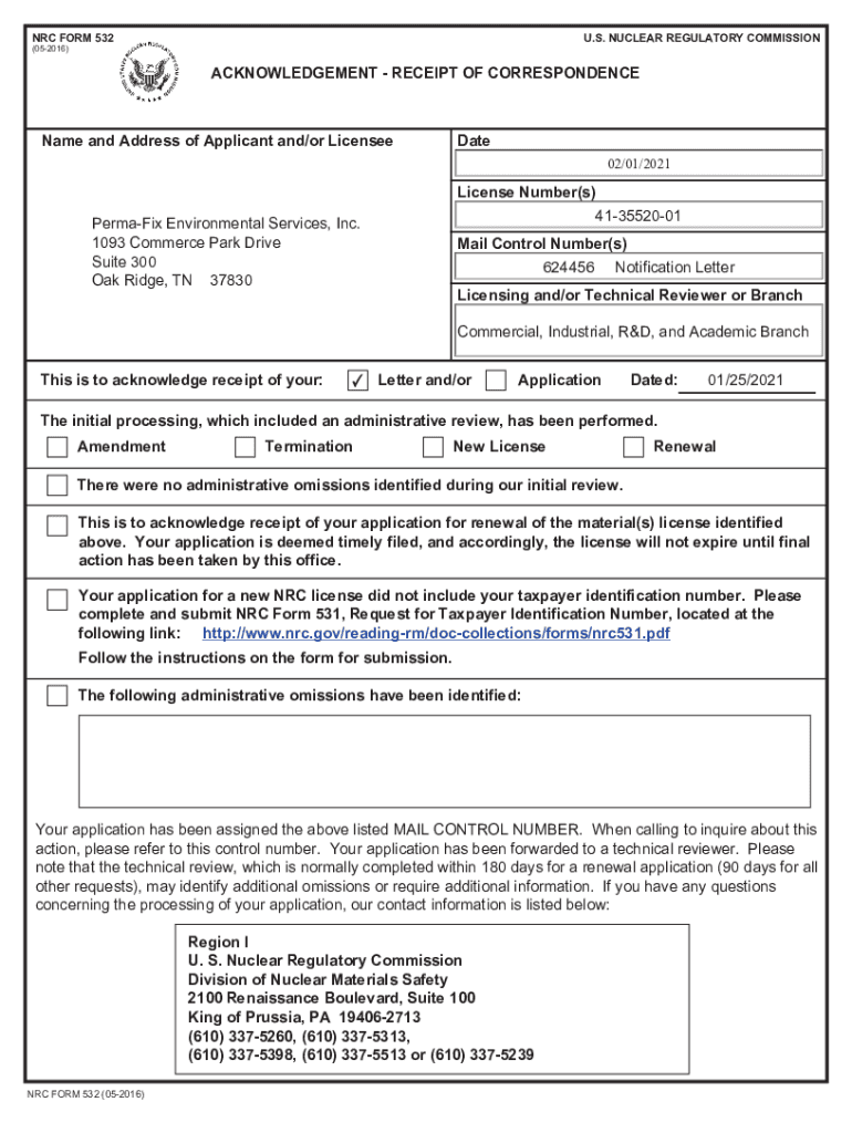 Fillable Online Perma-Fix Environmental Services, Inc.; NRC Form 532 ...