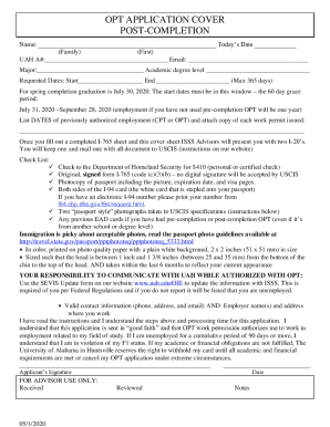 Fillable Online opt application cover post-completion Fax Email Print ...