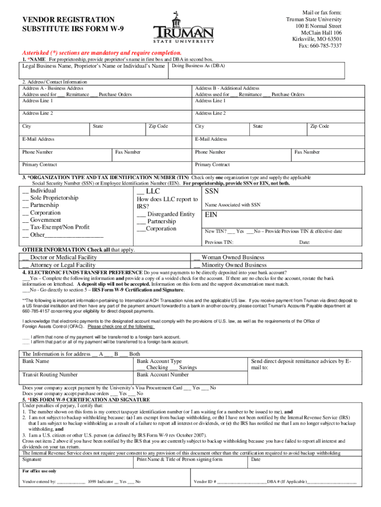 Fillable Online vendor-registration-form Fax Email Print - pdfFiller