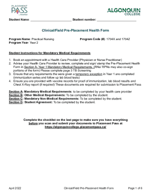Fillable Online Practical Nursing Requirement Booklet Fax Email Print - pdfFiller
