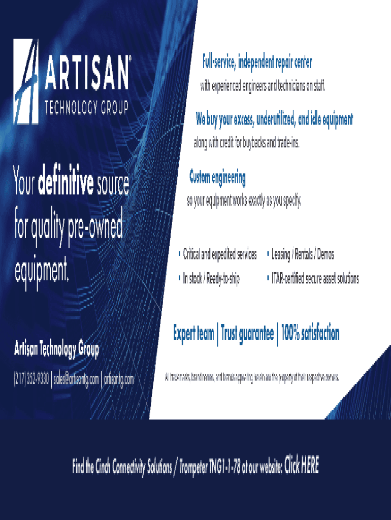 Fillable Online ArtisanTG: New/Legacy Industrial, Lab, Measuring, Test ... Fillable Online ArtisanTG: New/Legacy Industrial, Lab, Measuring, Test ...